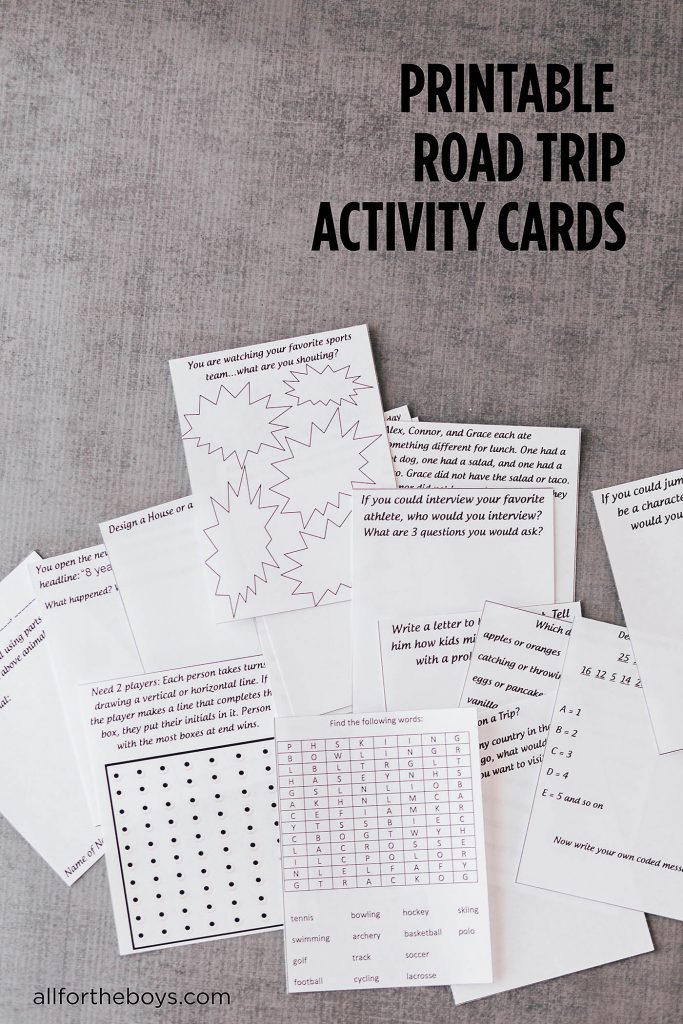 Printable Road Trip Activity Cards — All for the Boys