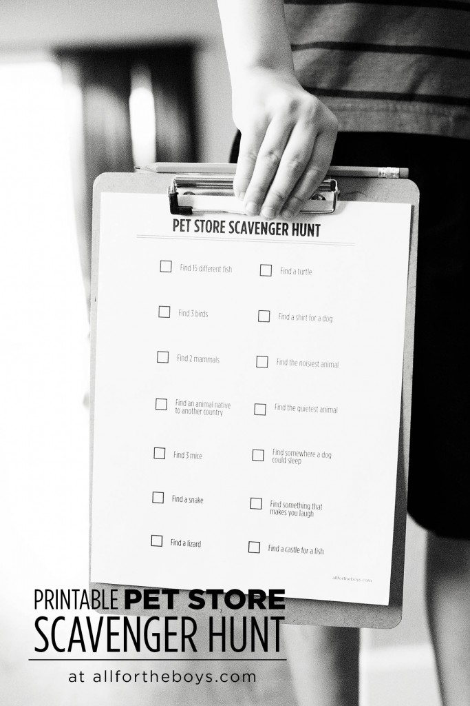 Printable Pet Store Scavenger Hunt — All for the Boys