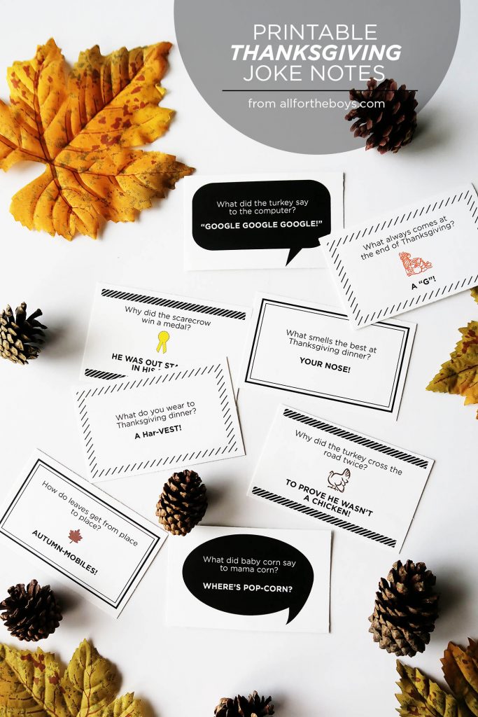 Printable Thanksgiving Lunchbox Joke Notes — All for the Boys