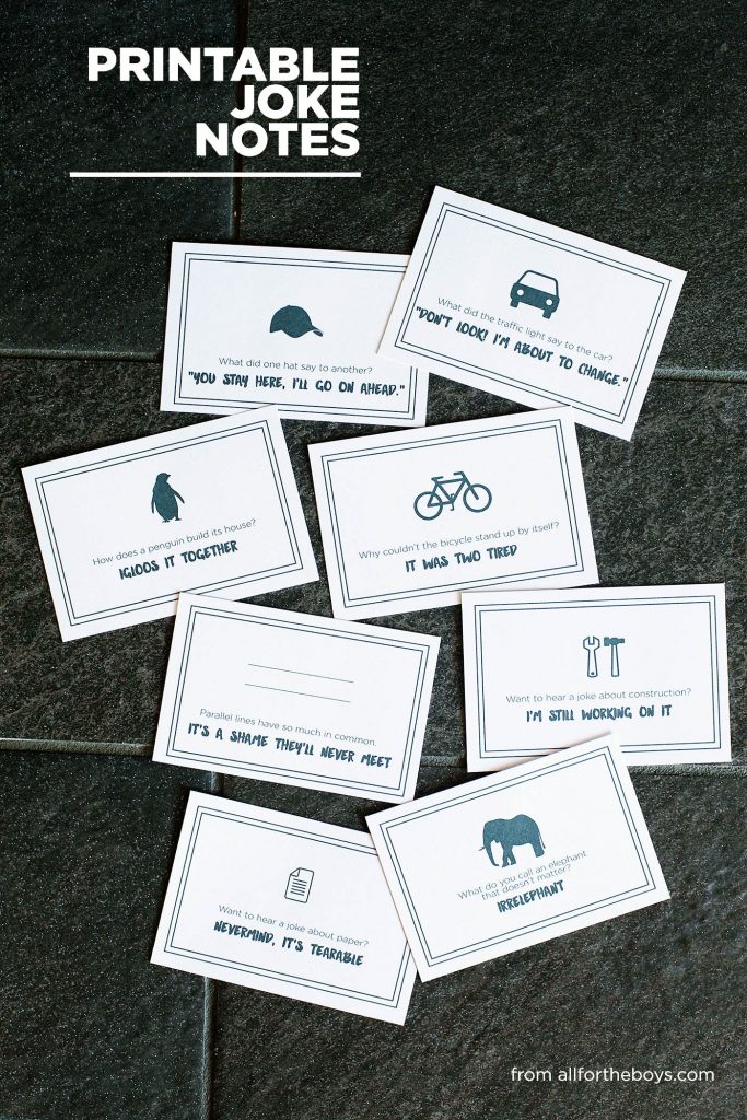 Back-to-School Lunchbox Joke Notes — All for the Boys