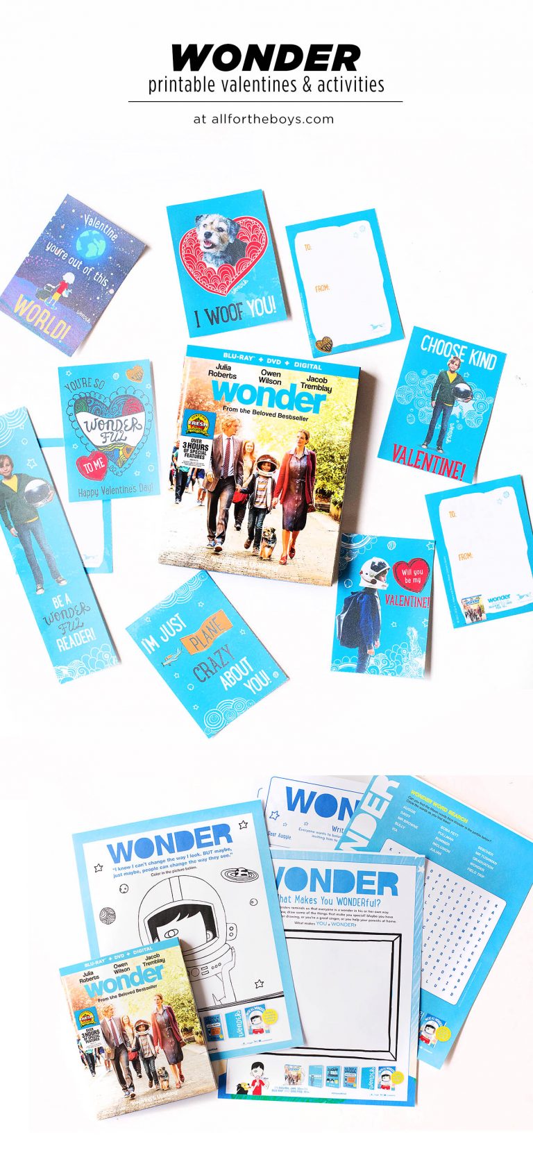 Wonder Themed Valentines & Printable Activities — All for the Boys