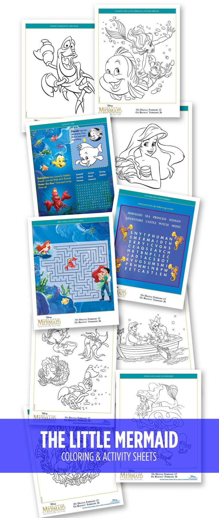 The Little Mermaid Out on Blu-ray + Printable Coloring & Activity Pages ...
