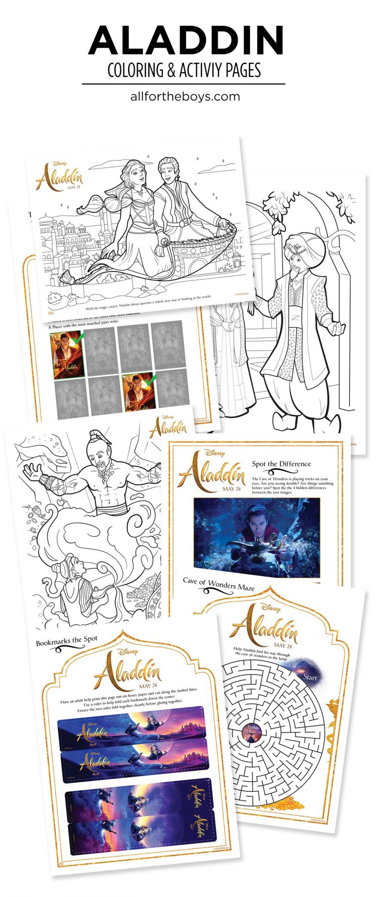 Aladdin Printable Coloring Pages and Activities — All for the Boys